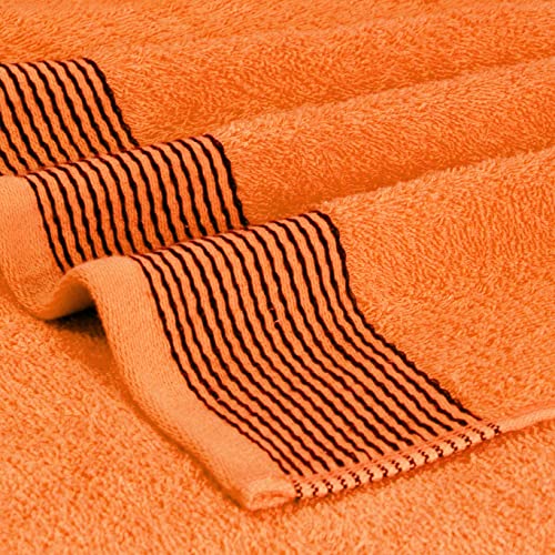 BELIZZI HOME 100% Cotton Ultra Soft 6 Pack Towel Set, Contains 2 Bath Towels 28x55 inchs, 2 Hand Towels 16x24 inchs & 2 Washcloths 12x12 inchs, Compact Lightweight & Highly Absorbant - Orange