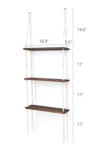 Mkono Macrame Wall Hanging Decor and Organizer Boho Hanging Shelf for Bathroom, Bedroom, Living Room