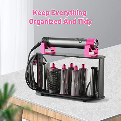 Storage Holder for Dyson Airwrap Styler, 8-Holes Countertop Bracket Organizer Stand Storage Rack for Hair Curling Iron Wand Barrels Brushes Diffuser Nozzles for Home Bedroom Bathroom - Aluminum Alloy