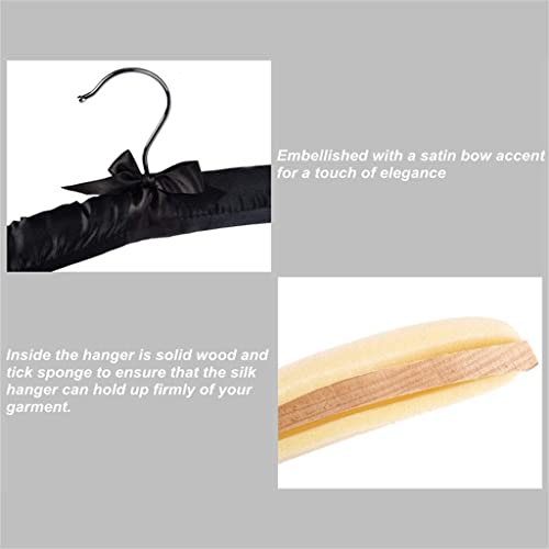 WODMB Practical 15 Inch Large Satin Padded Hangers,Silk Hangers for Wedding Dress Clothes(Black,5 Pack)