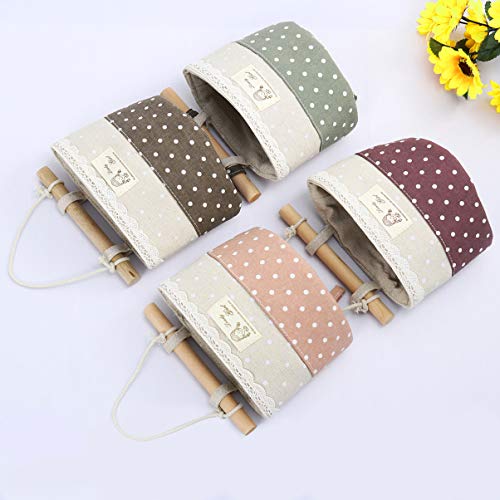 DOITOOL 4Pcs Cotton Linen Hanging Storage Basket Organizer, Washable Over The Door Hanging Storage Bag with Woven Cotton Rope Handle, Waterproof Fabric Hanging Pocket for Organizing, Free
