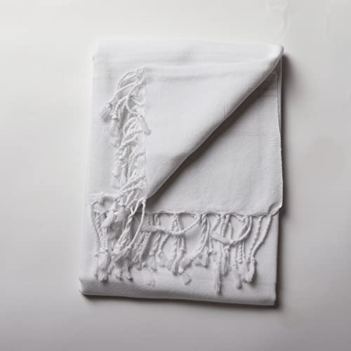 Puskul - Bulk Bachelorette Party Towels Pack of 10-100% Cotton Turkish Beach Towels for Bridesmaid Gift - Pre Washed, Soft, Lightweight, Oversized Peshtemal Wrap (White)