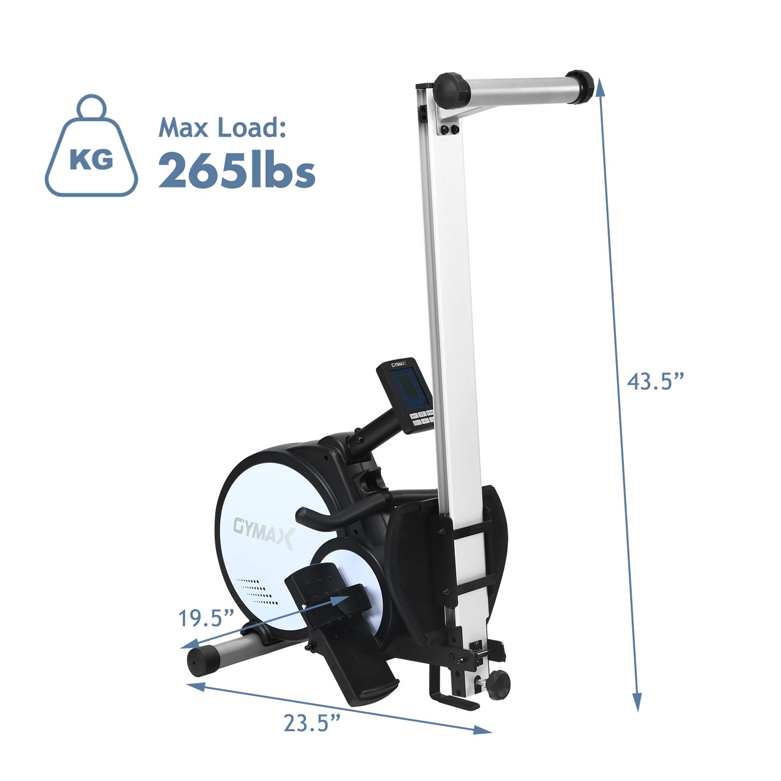 GYMAX Magnetic Rowing Machine, 16-Level Resistance Adjustable Rower with LCD Monitor, Heart Rate Sensor for Cardio Exercise, Home Gym Workout