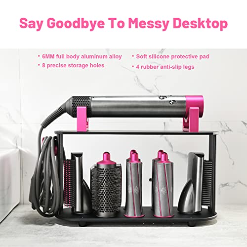 Storage Holder for Dyson Airwrap Styler, 8-Holes Countertop Bracket Organizer Stand Storage Rack for Hair Curling Iron Wand Barrels Brushes Diffuser Nozzles for Home Bedroom Bathroom - Aluminum Alloy