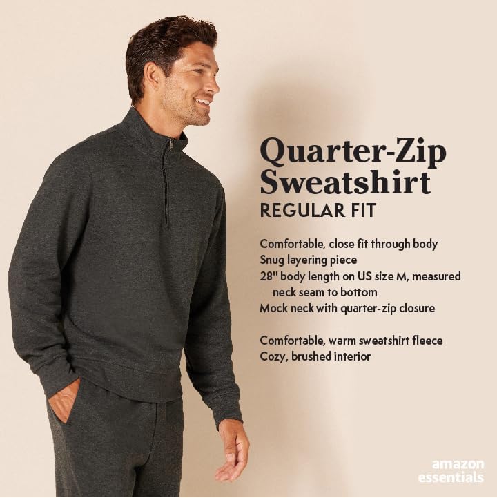 Amazon Essentials Men's Long-Sleeve Quarter-Zip Fleece Sweatshirt, Blue, XX-Large