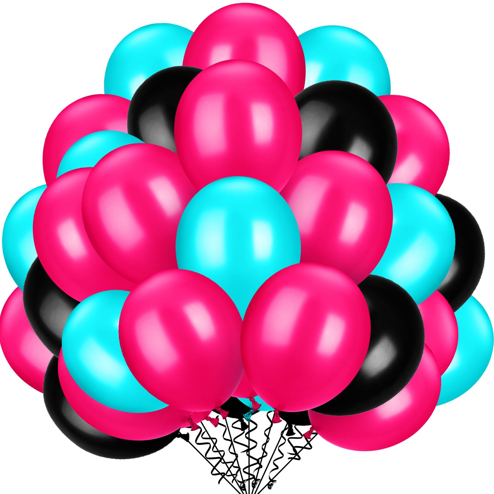 TecUnite 100 Pcs Rose Red Black Blue Latex Balloons 13 Inch Colorful Round Balloons for Wedding Birthday Festival Racing Car Poker Card Party Decoration