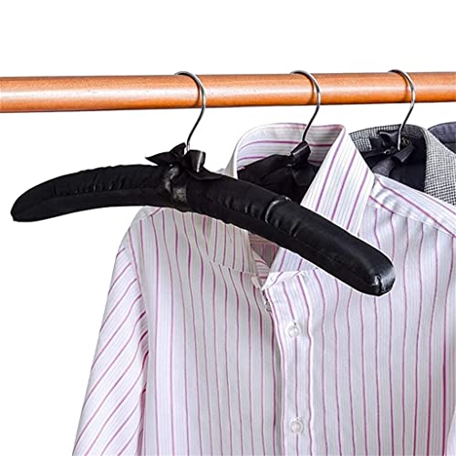 WODMB Practical 15 Inch Large Satin Padded Hangers,Silk Hangers for Wedding Dress Clothes(Black,5 Pack)