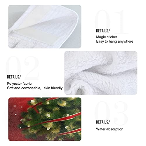 ALAZA Christmas Starry Tree Red Kitchen Hand Towel Home Decor Hanging Towels 2PCS Soft Absorbent Cloth Tie Towels for Bathroom Laundry Room 14 x 18.2 Inches
