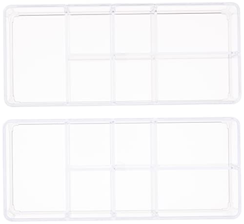 iDesign Divided Bathroom Vanity Organizer for Bathroom, Kitchen, Bedroom, Office, Set of 2, 7" x 3" x 5", Clear