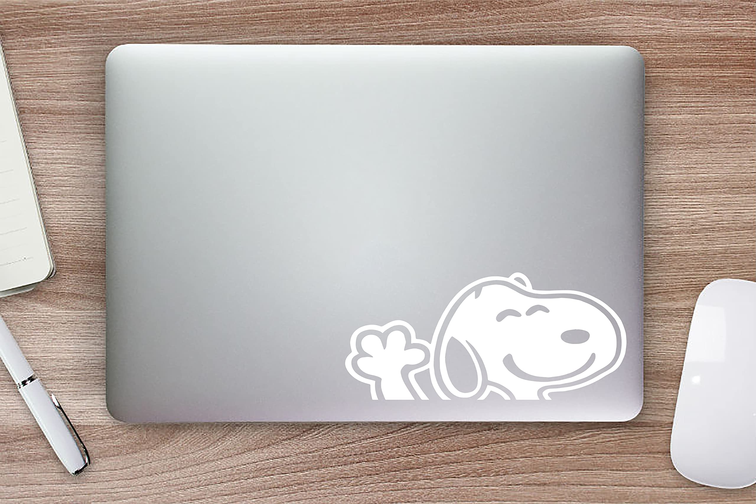horizont Rainbow Animated Design Snoopy Waving Decal Vinyl Sticker Graphics for Cars Trucks SUV Vans Walls Windows Laptop 5.5 Inches White