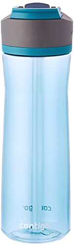 Contigo Ashland 2.0 Leak-Proof Water Bottle with Lid Lock and Angled Straw, Dishwasher Safe, Interchangeable Lid, Pack of 2, 24oz, Juniper/Sake