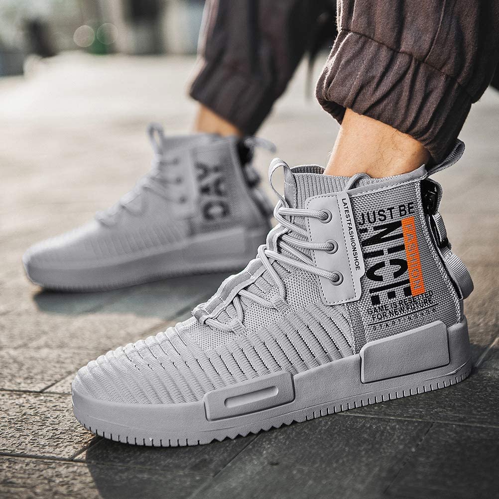 Eowathy Men’s High Top Fashion Sneaker Casual Slip on Walking Shoes for Men