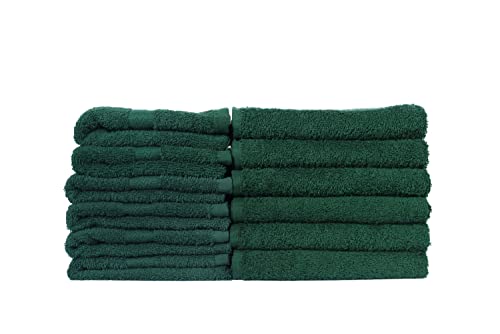 Linteum Textile Supply Premium Hand Towels (Hunter Green) Absorbent Towel Set with Ring Spun 100% Cotton Material for Hotel, Salon, Gym & More (24-Pack, 16x27 inches)