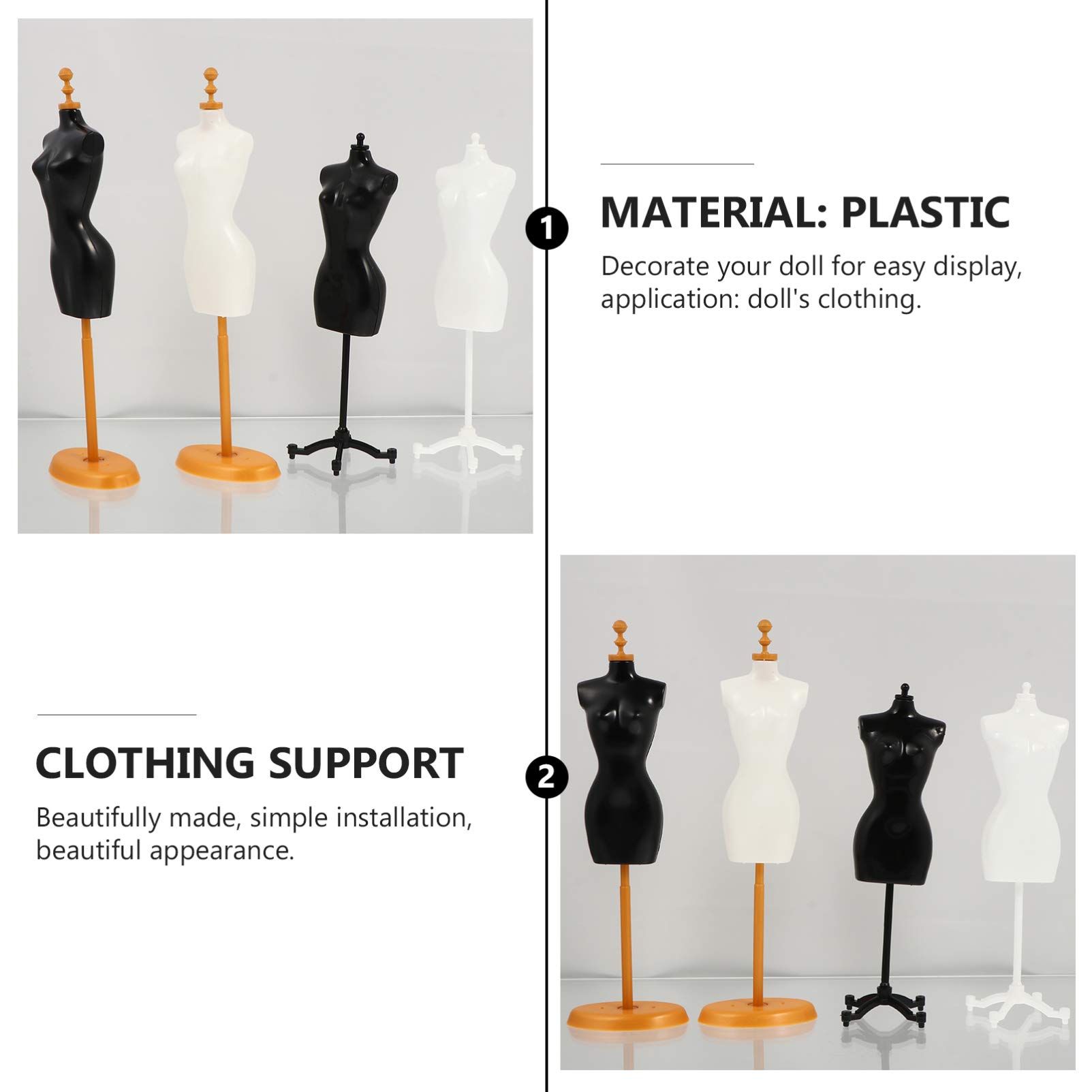 EXCEART 4pcs Doll Dress Form Mannequin Dress Form Mannequin Clothes Gown Female Dress Model Display Mannequin Body Display Holder Stand