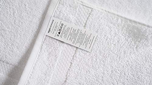 AmazonCommercial Premium 100% Cotton Bath Towel Set - Pack of 6, 27 x 54 Inches, 600 GSM, White