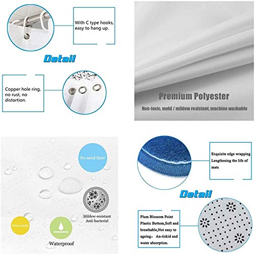 4PCS/Set Halloween Shower Curtain, Christmas Bathroom Set, Waterproof Shower Curtain Sets with Non-Slip Rugs, Toilet Lid Cover and Bath Mat, Durable Shower Curtain with 12 Hooks