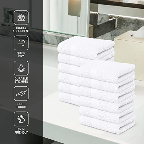 Infinitee Xclusives [12 Pack Premium White Wash Cloths and Face Towels, [13x13] 100% Cotton, Soft and Absorbent Washcloths Set - Perfect for Bathroom, Gym, and Spa