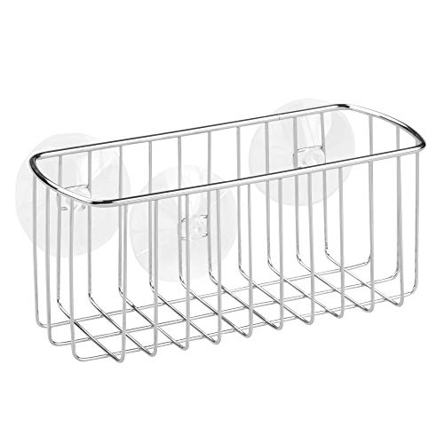 iDesign Rondo Metal Wire Suction Bathroom Shower Caddy Rectangular Basket for Shampoo, Conditioner, Soap, Creams, Towels, Razors, Loofahs, 4" x 8.8" x 5", Stainless Steel