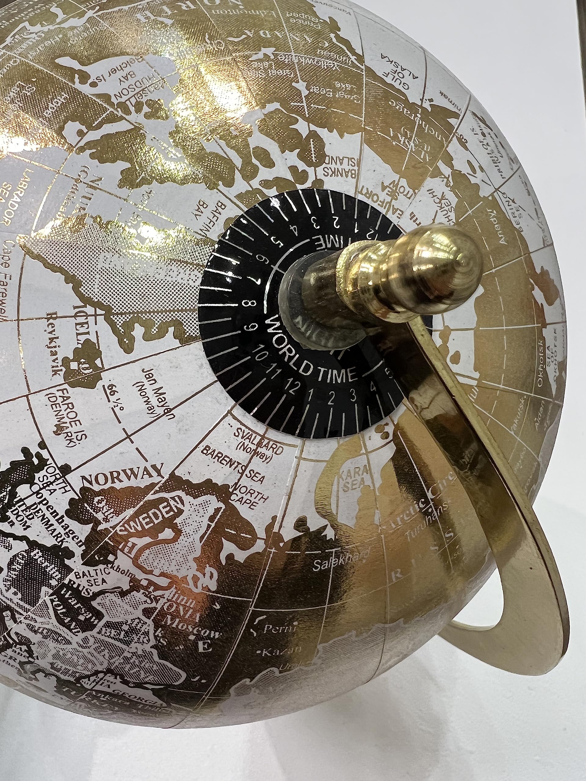 Abbott Collection 57-LATITUDE-18 Spinning Small Decorative Globe, White/Gold, 11" H