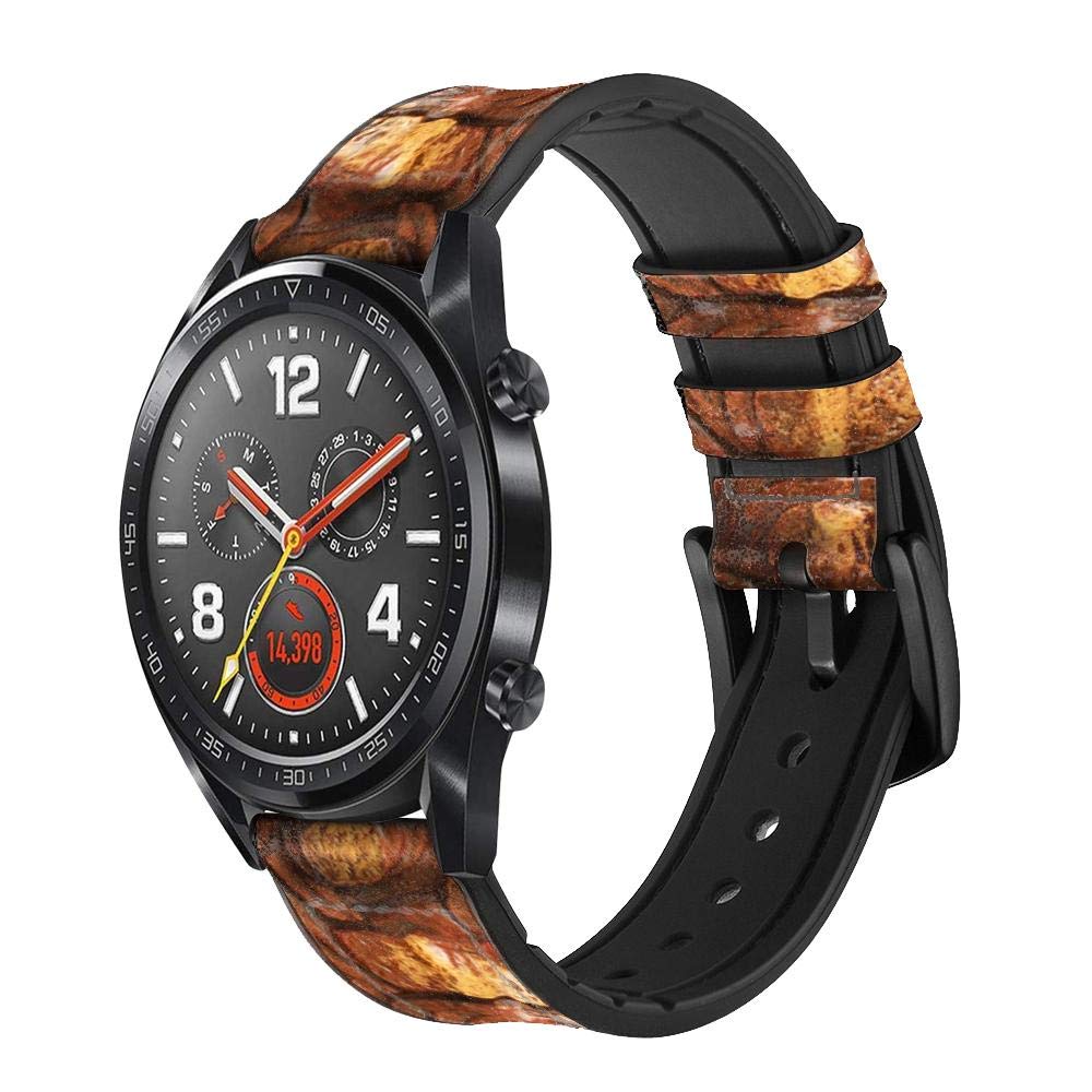 CA0075 Turtle Carapace Leather & Silicone Smart Watch Band Strap for Wristwatch Smartwatch Smart Watch Size (20mm)
