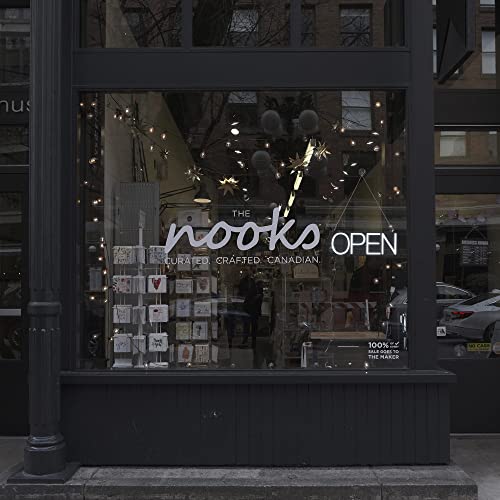 HiNeon White Neon Open Sign 20inx7in LED Open Sign w/Remote Controller, Electric Light Up Open Sign for Business Store, w/Hanging Chain for Shop Windows, Direct Plug-In w/ 12V Power Adapter