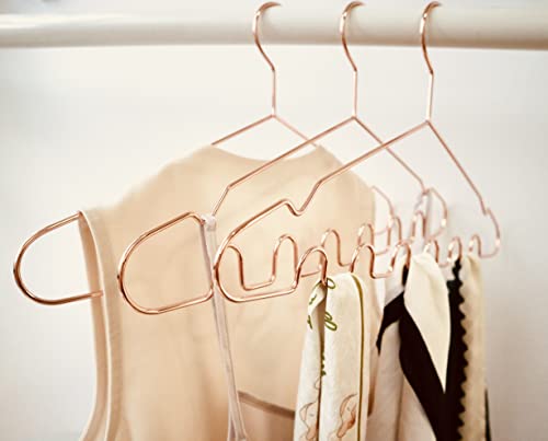 Multifunctional Wavy Hangers, Vest Hangers, Bra Hangers, Scarf Hangers, Space-Saving Metal Hangers for Hanging Halter Tops, Vests, Scarves, Ties, Belts, Hats Hangers。 (5 PCS) (Rose-Gold)