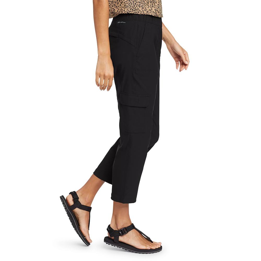 Eddie Bauer Women's Rainier Pull-On Crop Pants, Black, 12, Hiking Pants