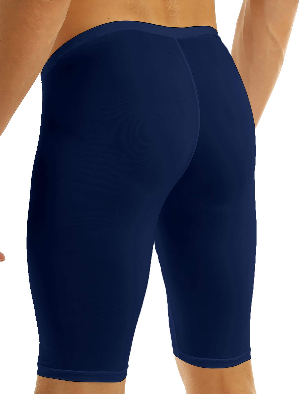 easyforever Mens Compression Shorts with Bulge Pouch Gym Workout Bodybuilding Yoga Swimming Capris Tights Pant Navy Blue Medium