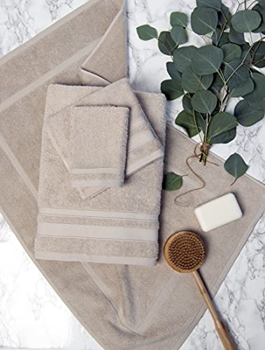 Bokser Home Hospitality Kenwood Oversized Bath Towels, Hotel Quality for Bathroom, Home, and Spa, 100% Combed Ring Spun Cotton Providing a Soft, Luxurious Feel, Beige, 30β x 60β (Pack of 12)