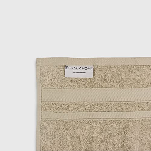 Bokser Home Hospitality Kenwood Oversized Bath Towels, Hotel Quality for Bathroom, Home, and Spa, 100% Combed Ring Spun Cotton Providing a Soft, Luxurious Feel, Beige, 30β x 60β (Pack of 12)