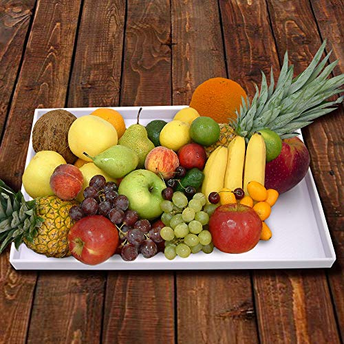 Black and White Plastic Tray Set 14 x 9.6 in, Large Vanity Organizer Bathroom Counter Tray, Kitchen Tray for Counter, Multi-Purpose Utility Trays (Pack of 2)