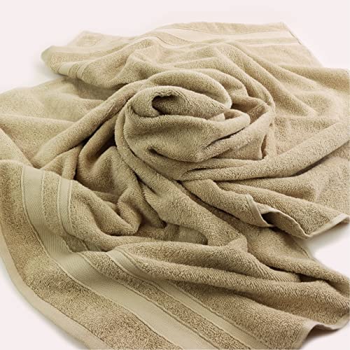 Bokser Home Hospitality Kenwood Oversized Bath Towels, Hotel Quality for Bathroom, Home, and Spa, 100% Combed Ring Spun Cotton Providing a Soft, Luxurious Feel, Beige, 30β x 60β (Pack of 12)