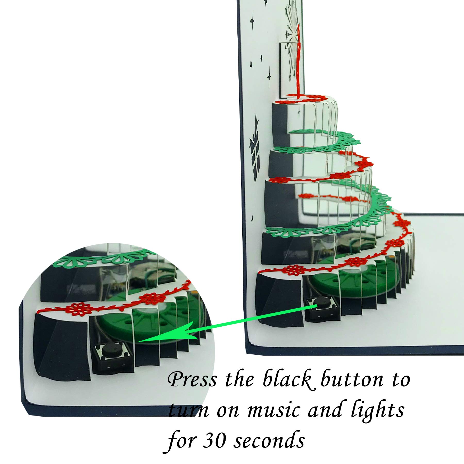 Akeydeco 3D Pop Up Birthday Cards,Warming LED Light Cake Music Happy Card Postcards Greeting Cards Laser Cut Best for Mom,Wife,Sister, Boy,Girl,Friends 1 Pack