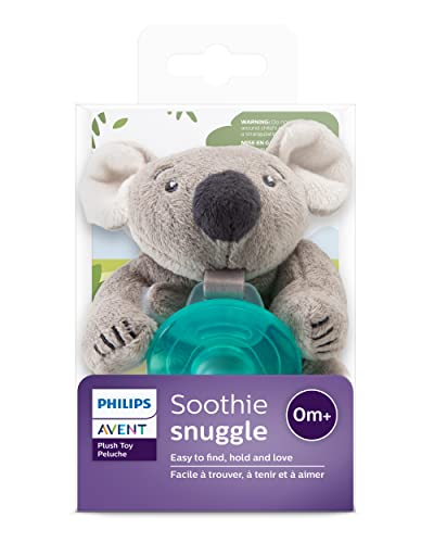 Philips AVENT Soothie Snuggle Pacifier Holder with Detachable Pacifier, Koala, 0m+, SCF347/06