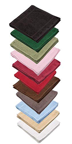 Linteum Textile 12 Piece Face Towel Set, 12x12 Inch, 100% Soft Cotton 16 Single Ring Spun Washcloths Absorbent Durable Face Towel (Black)