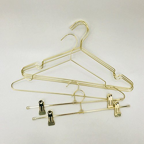 30Pack Koobay 13.7" Gold Shiny Metal Heavy Duty Clips Pants Hangers Trousers with Swivel Hook