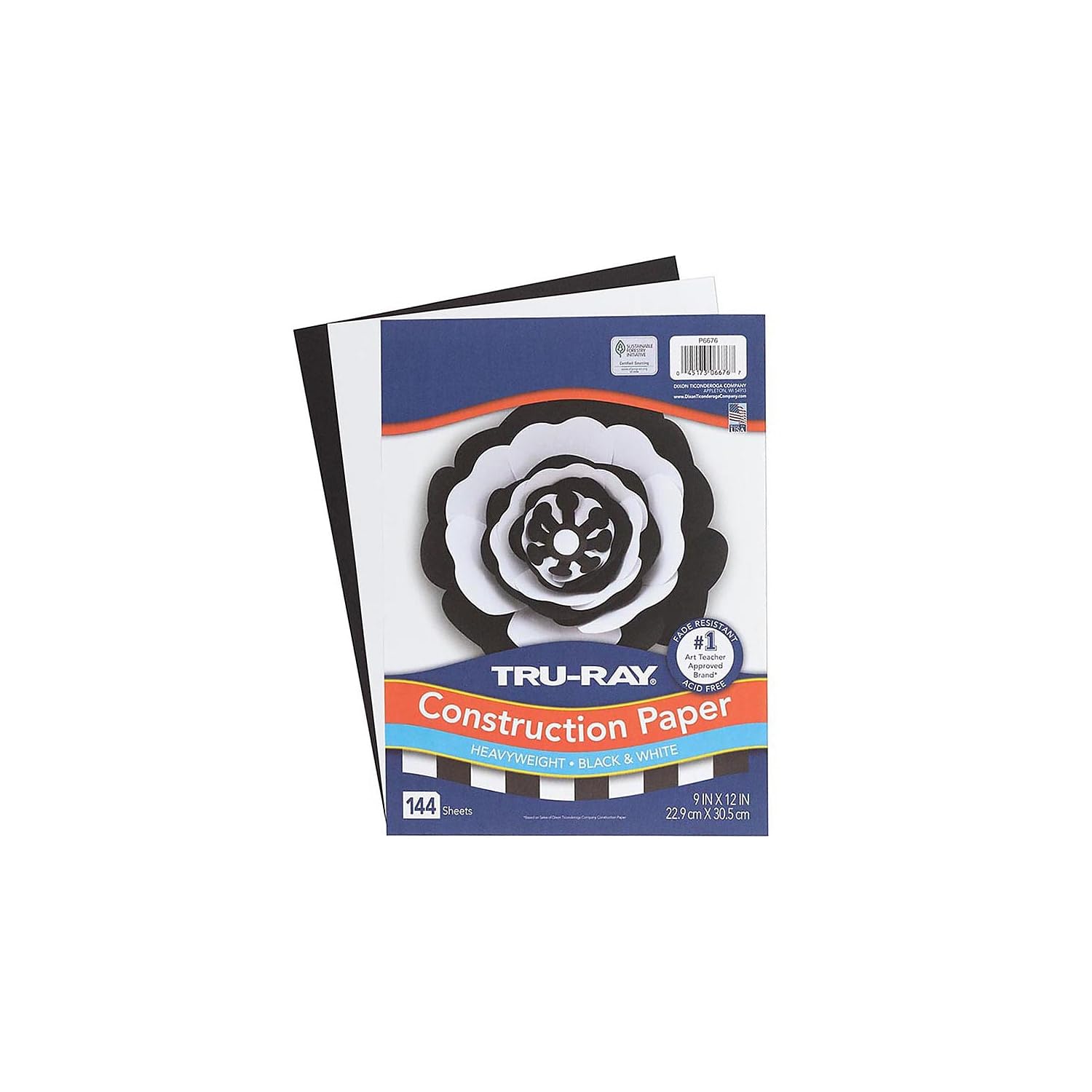 Tru-Ray 9-inch x 12-inch Construction Paper, Black/White, 144 Sheets/Pack (P6676)