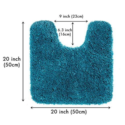 MIULEE Set of 2 Bathroom mats and Toilet Rugs, 16''x24''+16''x24''+20''x20''(U-Shaped), Non Slip Soft Rugs for Bath Tub Shower, Teal