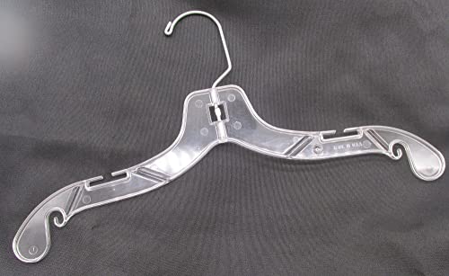 NAHANCO 414LH Junior Plastic Hangers, Super Heavy Weight Shirt Hangers, Long Swivel Hook, 14", Clear (Pack of 100)