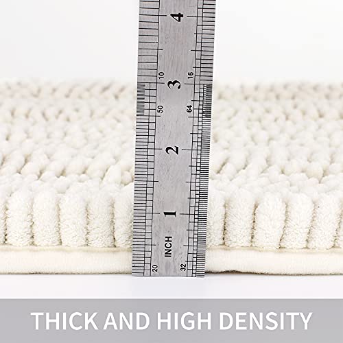 TENGTENGLINK Bath Mats for Bathroom White,Thick Soft Chenille Floor Mats,16x24 Inches Non Slip Shower Mats Ultra Water Absorbent Doormat.-Ivory White