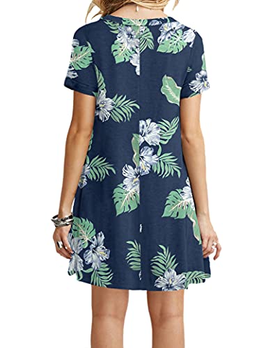 MOLERANI Women's Casual Plain Simple T-Shirt Loose Dress(Green Plantain,L)