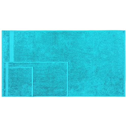 2 Washcloths, 2 Hand Towels, 2 Bath Towels, Soft & Absorbent 600 GSM Premium Hotel & Spa Quality 6 Piece Genuine Turkish Cotton Bathroom Towel Set, Aqua Blue (6 Piece Turkish Towel Set, Aqua Blue)