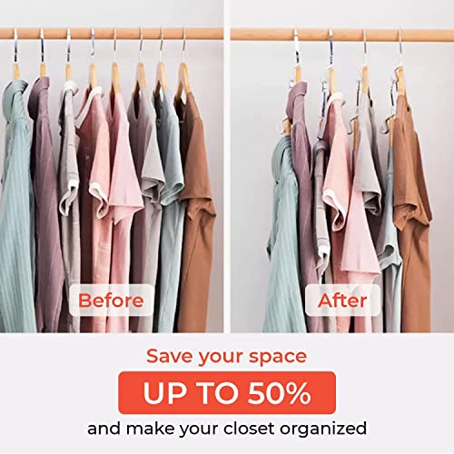 50Pcs Clothes Hanger Connector Hooks, Hanger Extender Clips Clothes Hangers for Heavy Duty Space Saving Cascading Connection Hooks for Clothes Closet (White)