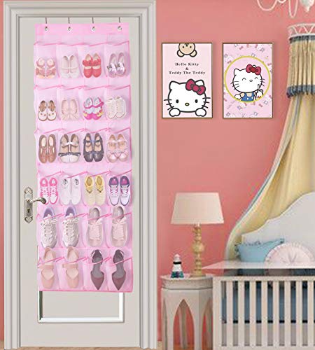 MISSLO 6 Shelves Over the Door Hanging Organizer + 24 Large Mesh Pockets for Toddler Girl