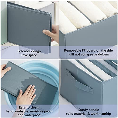 Wardrobe Clothes Organizer for Folded Clothes,Drawer Organizers for Clothing Foldable with Thickened Fabrics,Closet Storage With 9+9 Compartment Closet Organizer for Jeans Pants Bedroom Grey