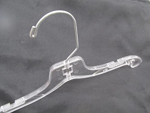 NAHANCO 414LH Junior Plastic Hangers, Super Heavy Weight Shirt Hangers, Long Swivel Hook, 14", Clear (Pack of 100)