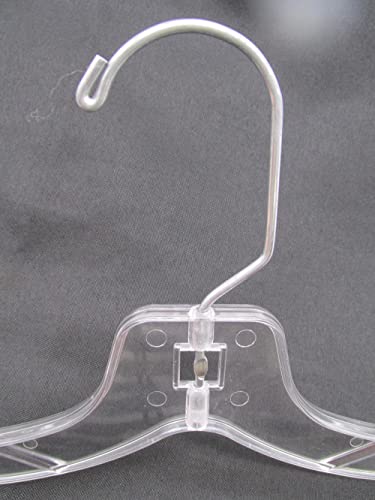 NAHANCO 414LH Junior Plastic Hangers, Super Heavy Weight Shirt Hangers, Long Swivel Hook, 14", Clear (Pack of 100)