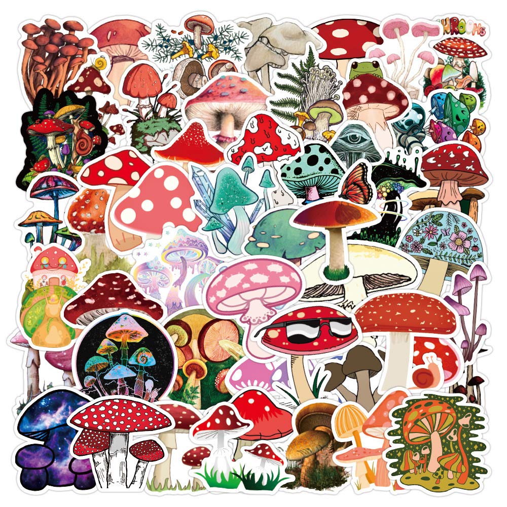 100pcs Aesthetic Mushroom Stickers Pack for Water Bottle, Mushroom Decor Gifts for Women Girl, Cute Vinyl Waterproof Decals for Laptop Scrapbooking Journaling Hydroflask Bicycle Car Phone Case Tumbler