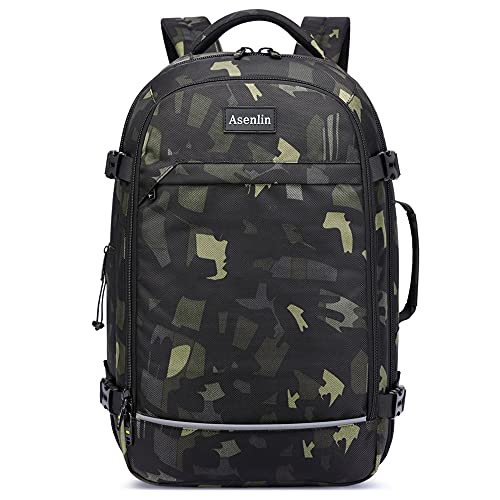 Asenlin 18 Inch Travel Laptop Backpack for Women Men,Business Travel Backpack Fit Flight Approved Water Resistant Computer Backpack Suitcase Backpack Woodland CAMO
