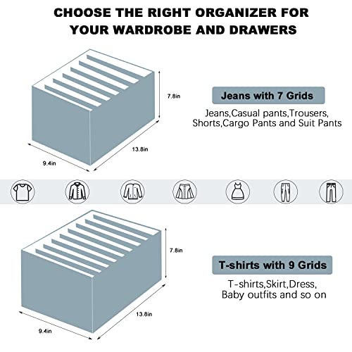 Wardrobe Clothes Organizer for Folded Clothes,Drawer Organizers for Clothing Foldable with Thickened Fabrics,Closet Storage With 9+9 Compartment Closet Organizer for Jeans Pants Bedroom Grey
